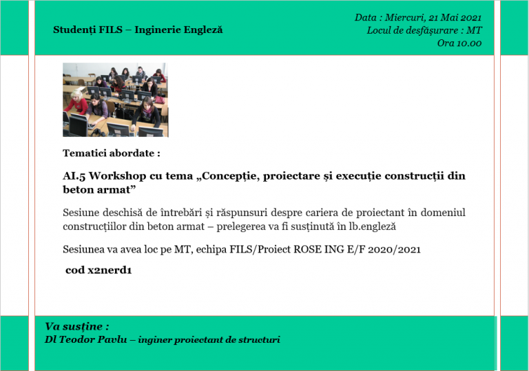 Workshop cu tema „Concepție, proiectare și execuție construcții din ...
